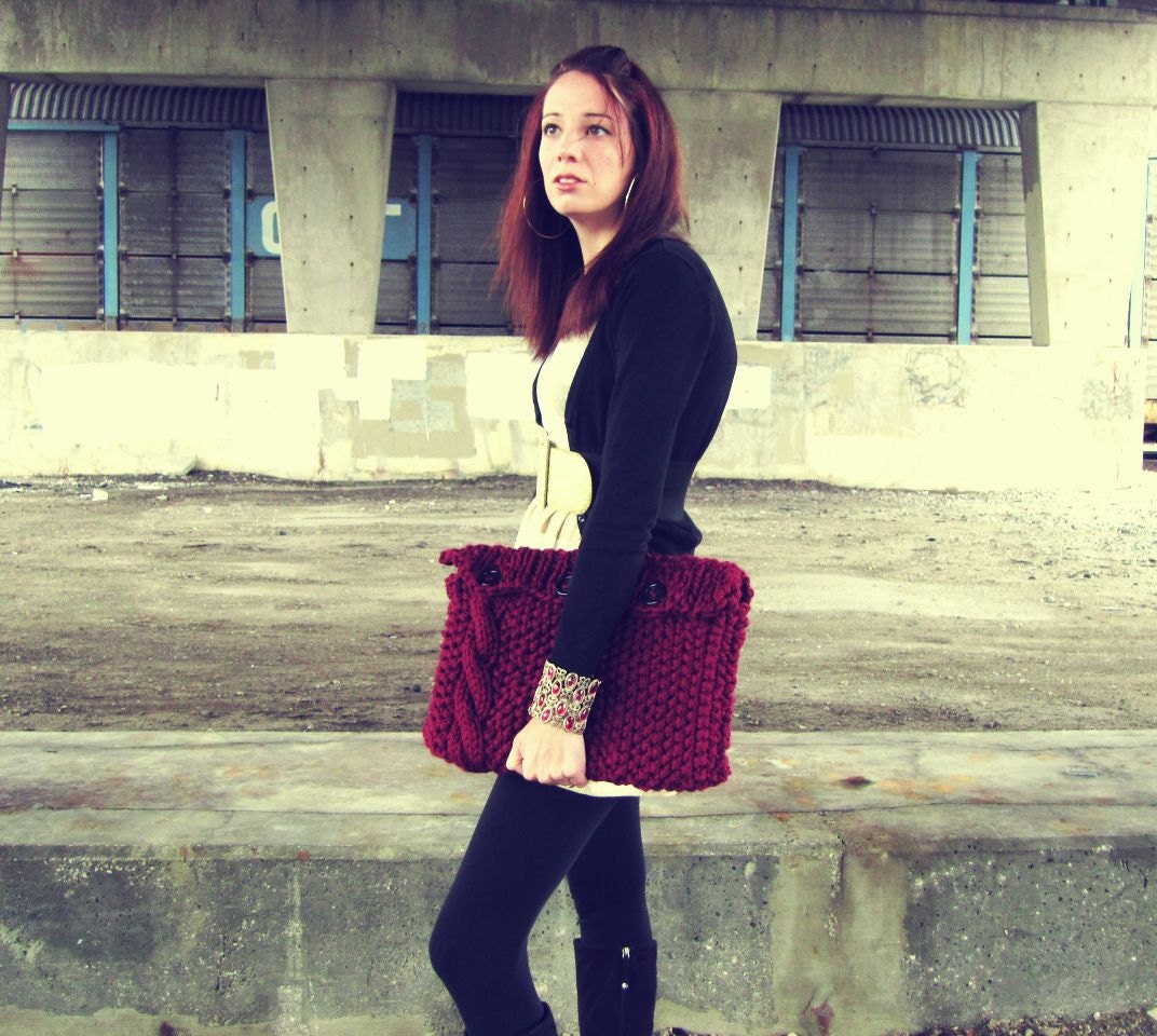 Knitted Laptop Sleeve Computer Cozy Electronic Case Red Cable - Etsy