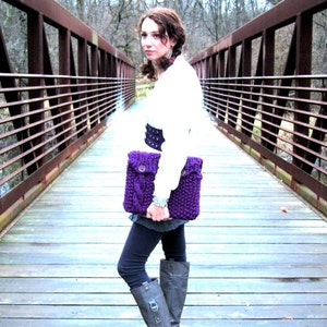 Knitted Laptop Sleeve Computer Cozy Electronic Case Purple Cable Knit ...