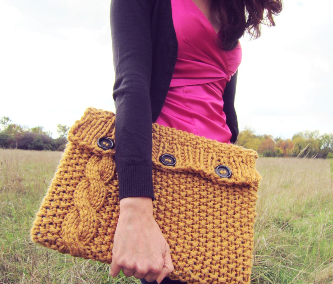 Knitted Laptop Sleeve Computer Cozy Electronic Case Mustard Yellow ...