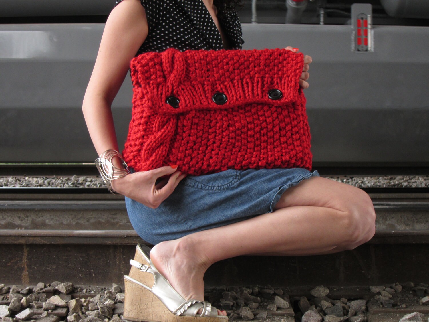 Knitted Laptop Sleeve Computer Cozy Electronic Case Red Cable Knit With ...