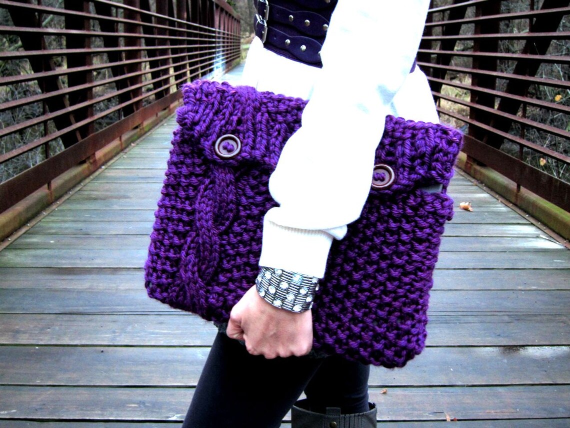 Knitted Laptop Sleeve Computer Cozy Electronic Case Purple - Etsy