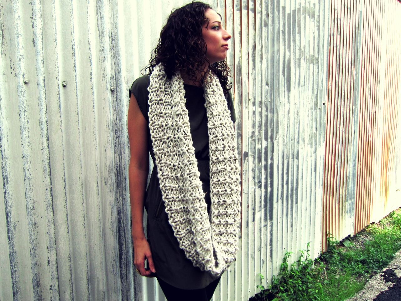 Chunky Knitted Cowl Scarf Unisex Bulky Hipster Mens Womens Tweed ...