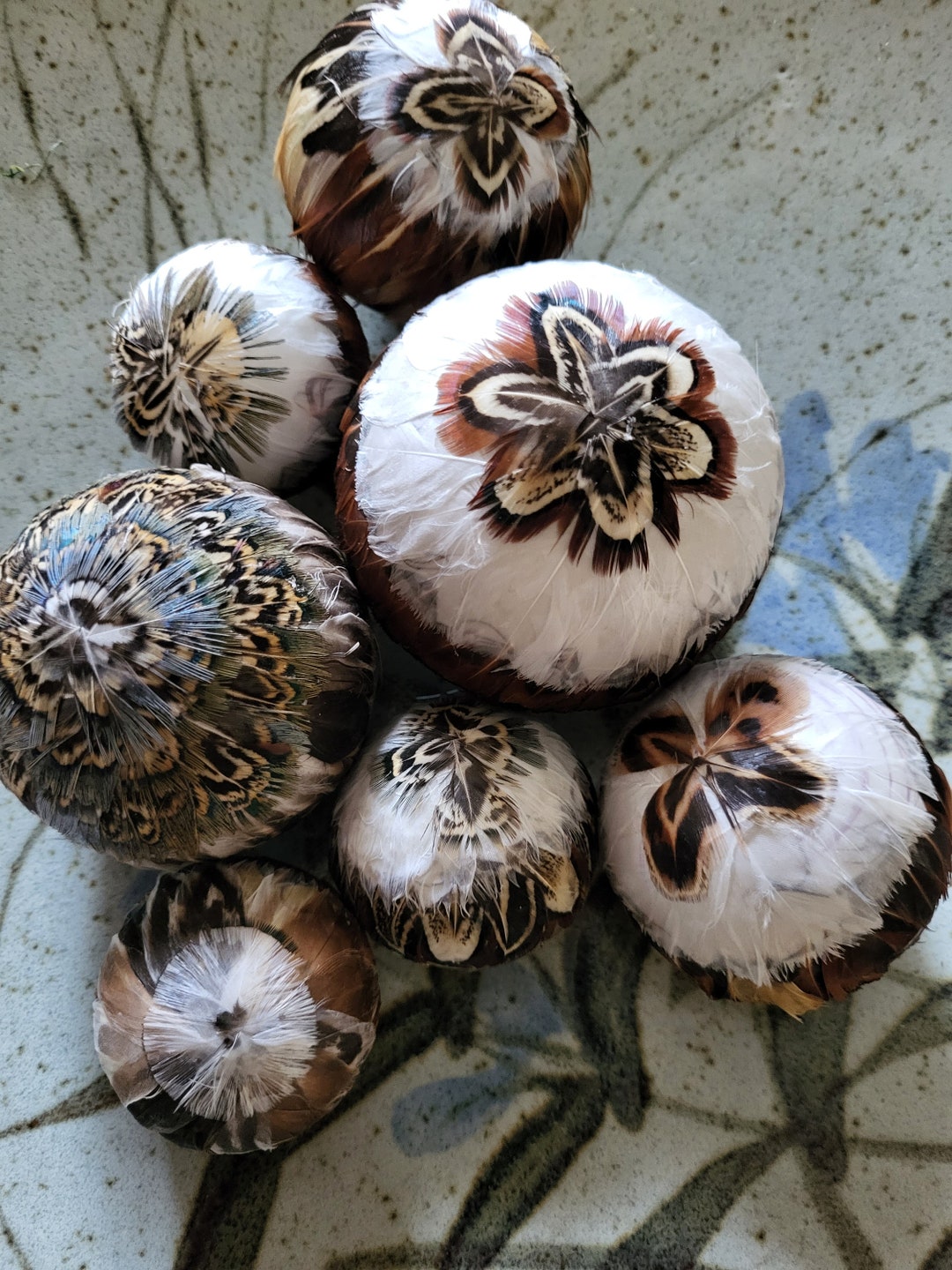 Seven 7 Feather Balls. A Variety Grouping of Four Sizes. - Etsy