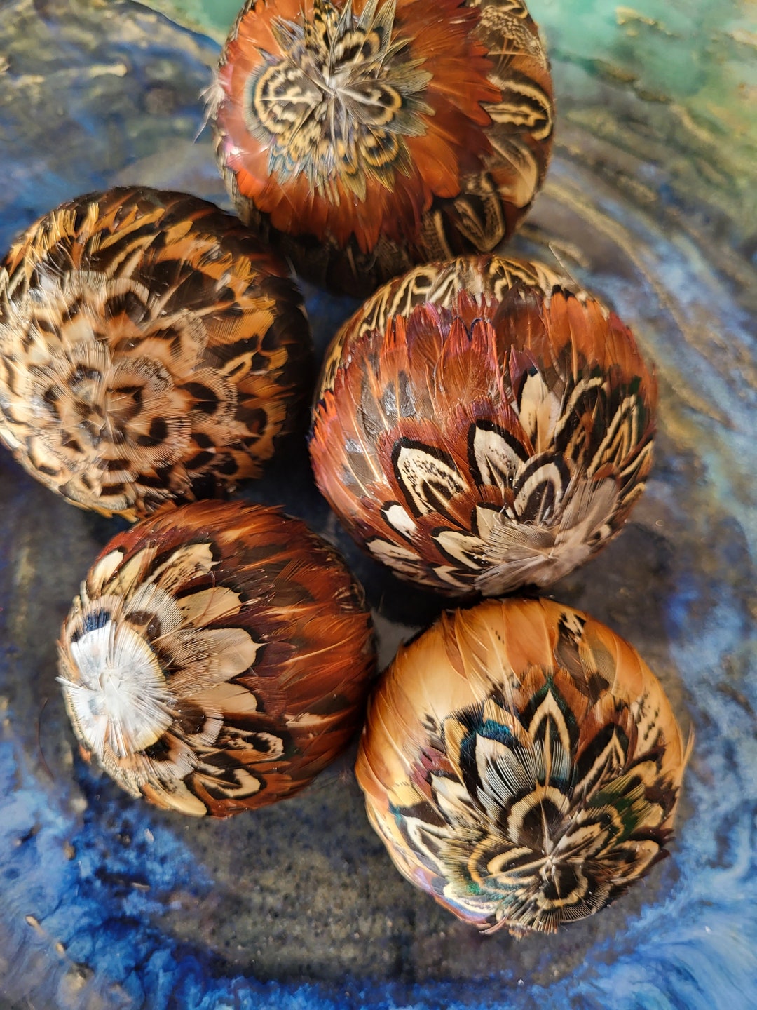 SAVED FOR PAMELA Five Feather Balls. - Etsy