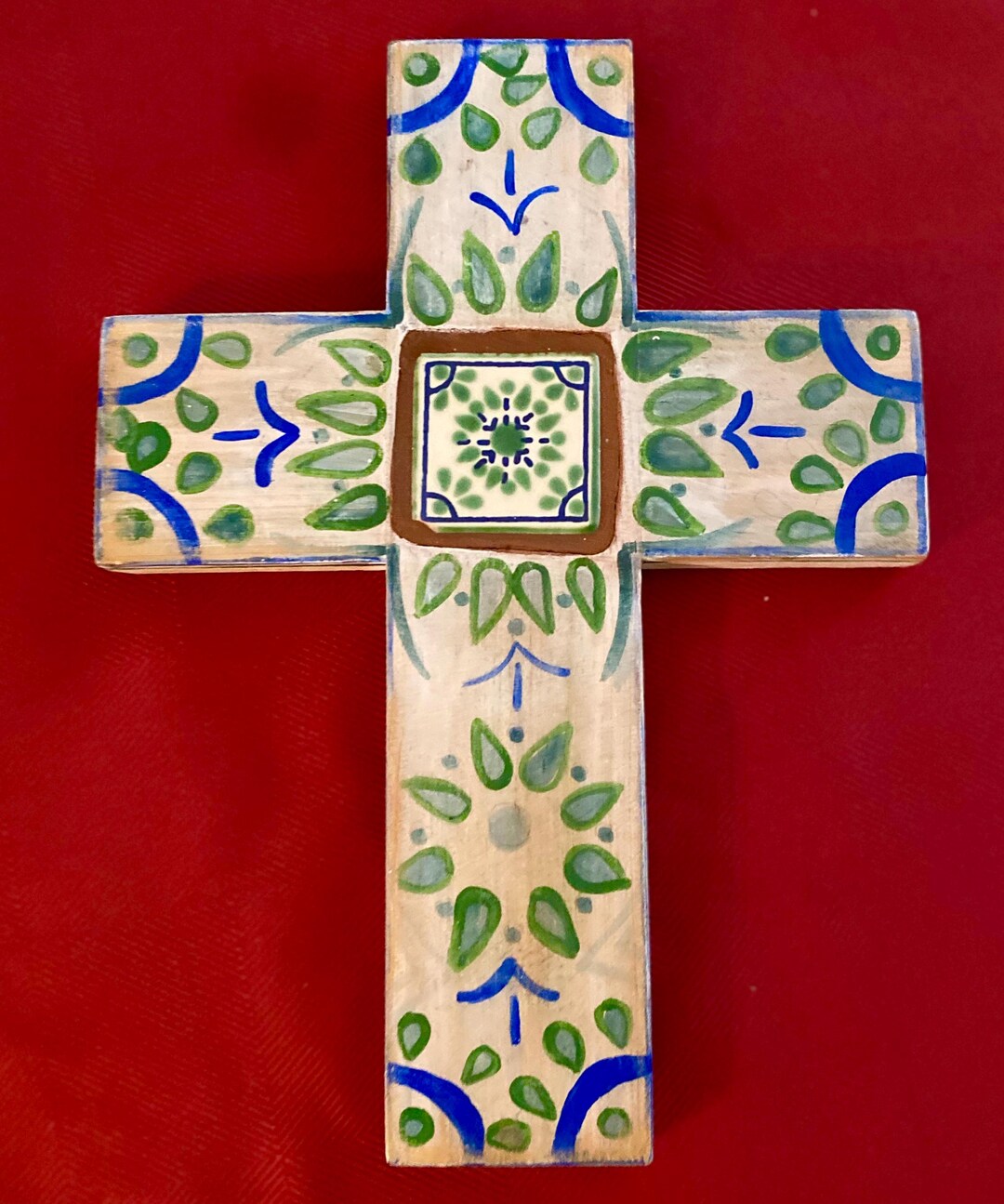 Christian Cross. Handmade, Hand Painted Religious Symbol in Wood and ...