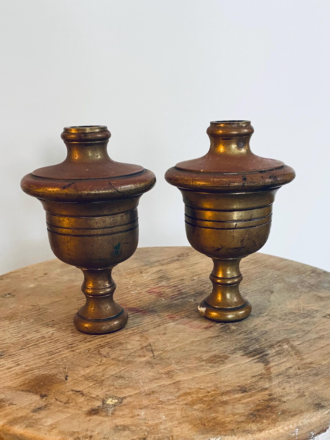 Vintage Brass Bedpost Knobs, Finials. Architectural Post Toppers, Figurines. Decorative ...