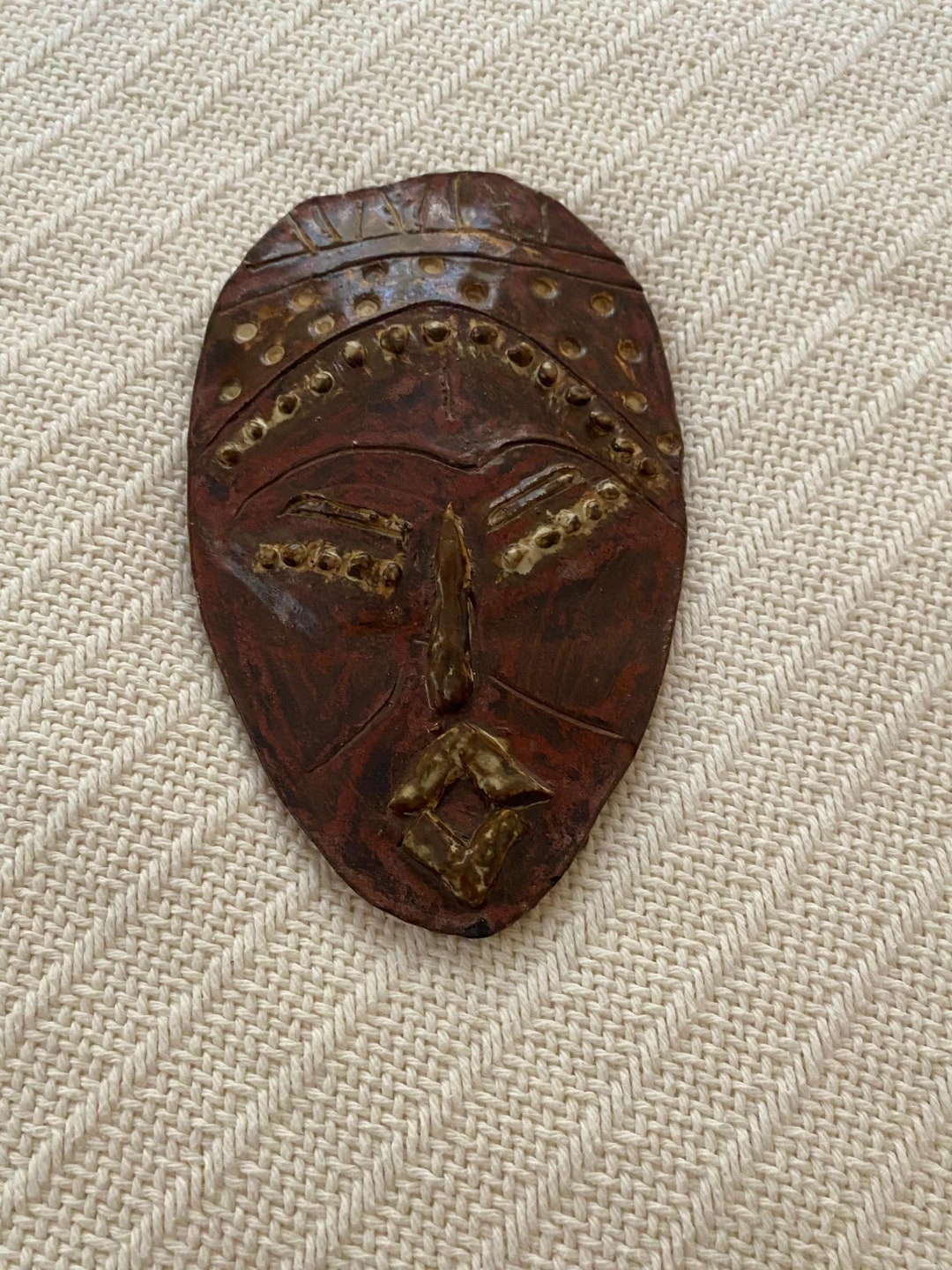 Handmade Mask. Primitive, African, Tribal Face Mask. Glazed Ceramic ...