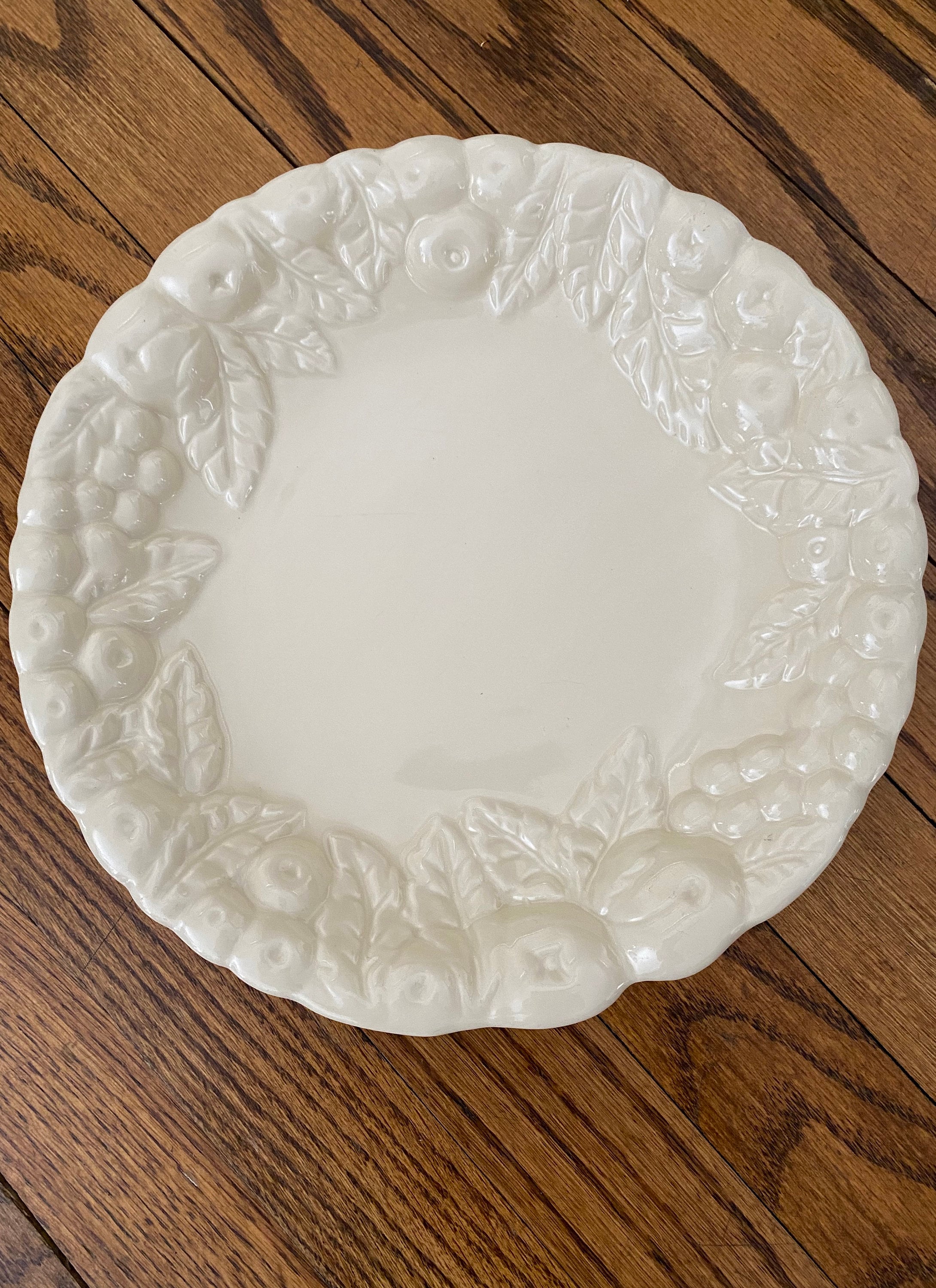 Vintage Ceramic Platter. Off-white Plate With Fruit Design. Claire ...