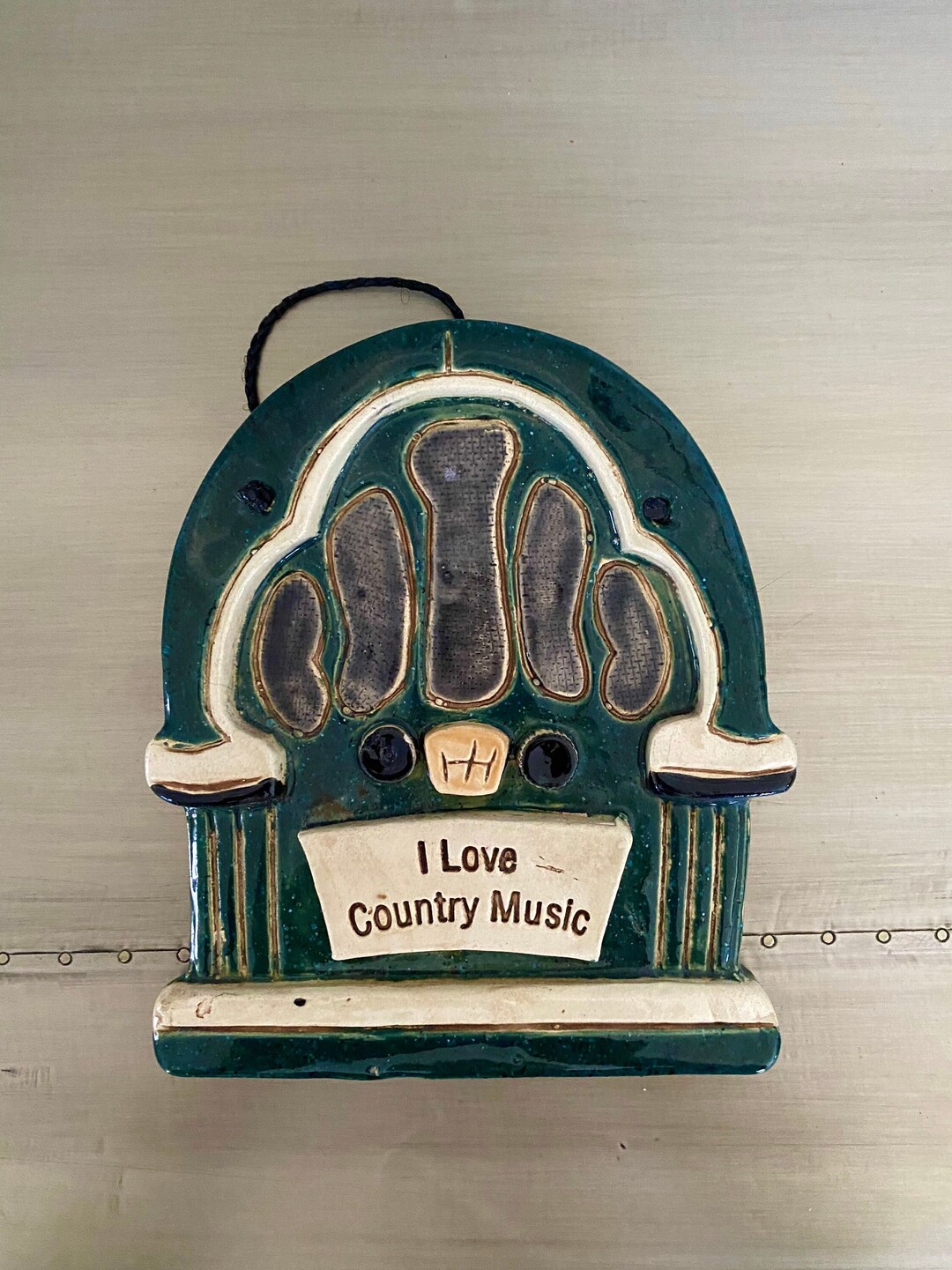 Vintage "country Music" Sign. Handmade Ceramic Plaque. Painted Music ...