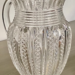 Vintage Duncan Miller EAPG Mardi Gras Pitcher. Egg Nog Server. Cut ...