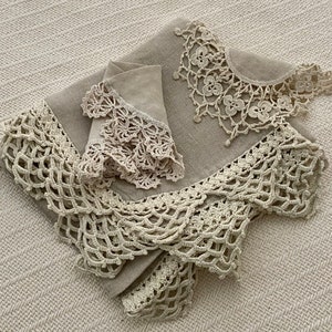 Vintage Linens in Victorian Style. Handmade Table Runner, Two Doilies ...