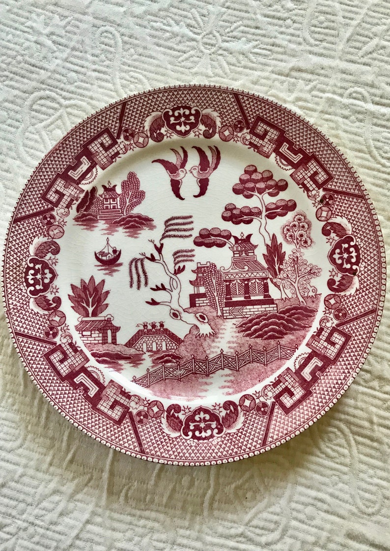 Vintage Red Willow Plate. Japanese Maruto China. Asian Design ...