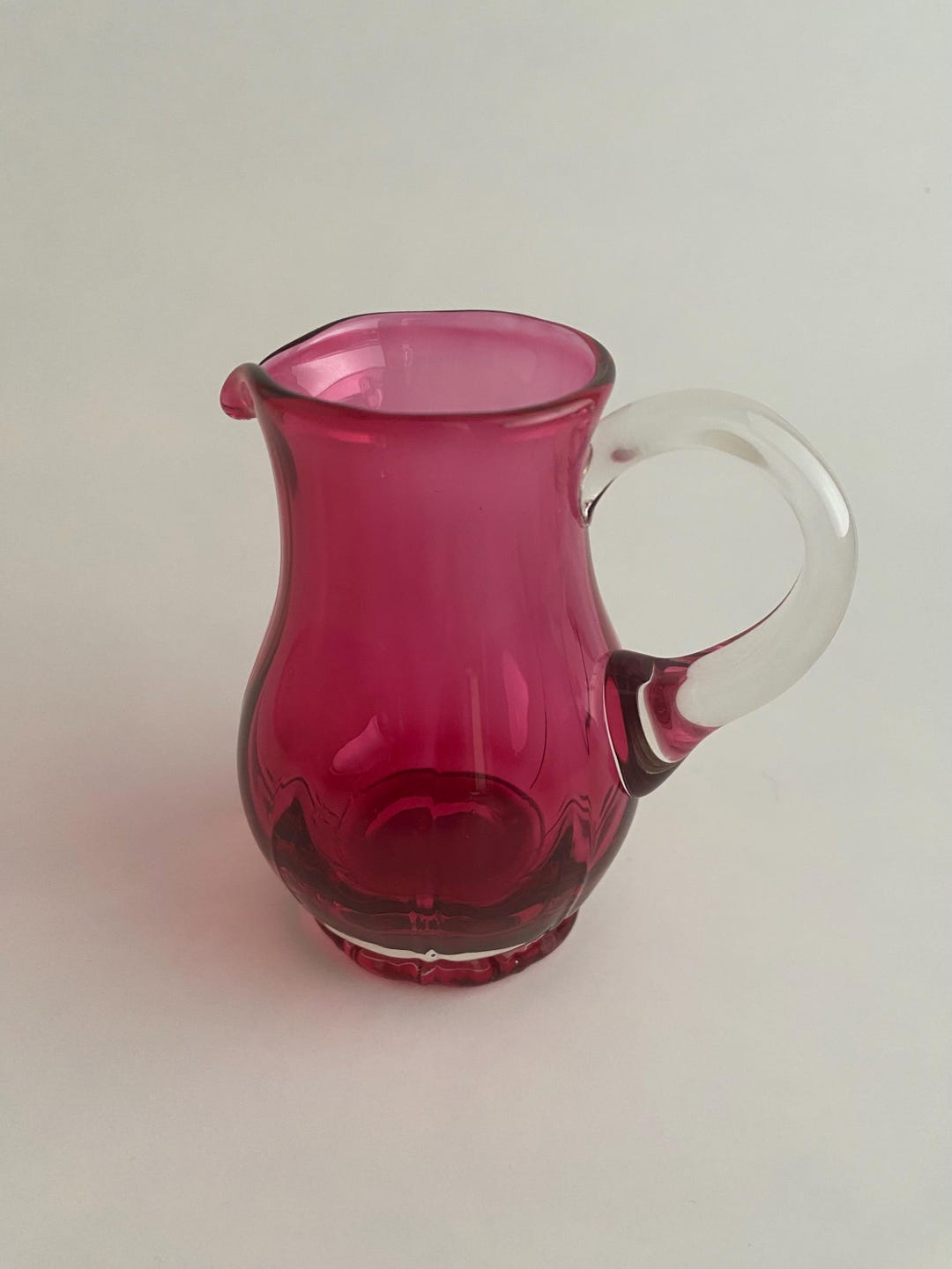 Vintage Glass Pitcher. Pilgrim Cranberry Charleston Hand-blown Creamer ...