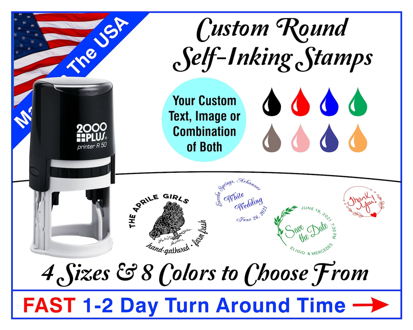 Custom Round Self-inking Stamps | Etsy