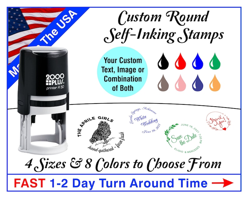Custom Round Self-inking Stamps - Etsy