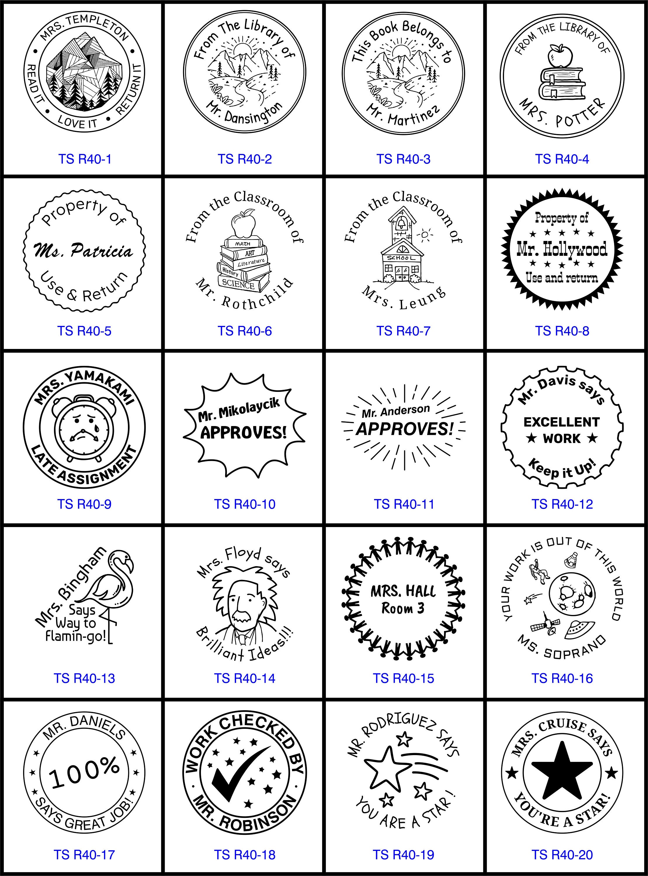 Large Custom Round Self-inking Teacher Stamps Teacher Ink - Etsy