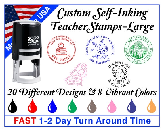 Large Custom Round Self-inking Teacher Stamps Teacher Ink - Etsy