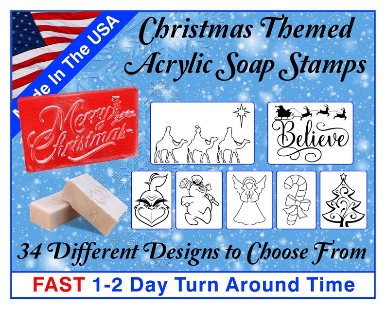 Christmas Soap Stamp Designs - Laser Engraved Acrylic Stamp - Etsy