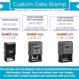 4750 Custom Date Stamp With Text and Changeable Date - Etsy