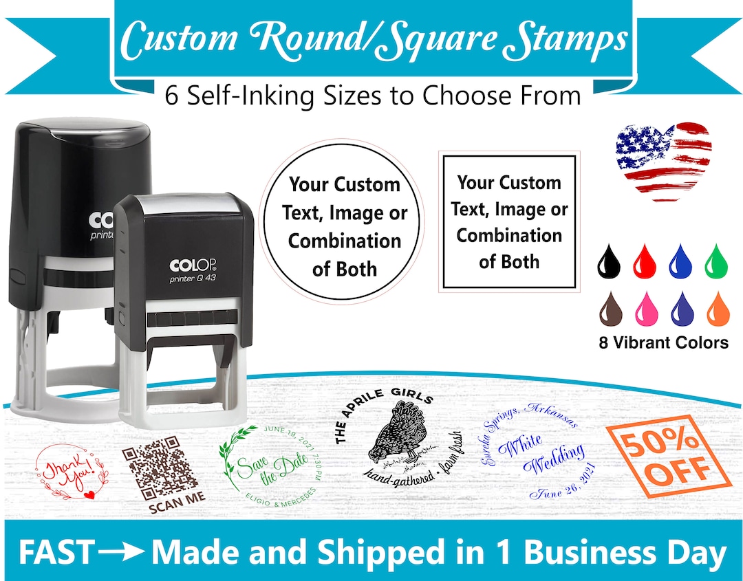 Custom Round Self-inking Stamps - Etsy