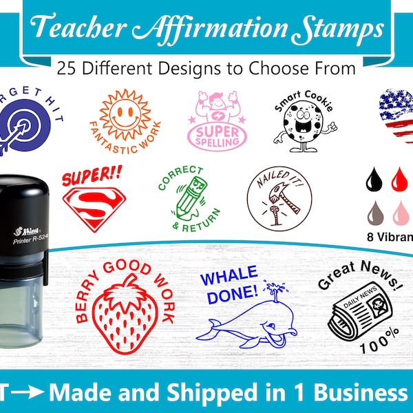 Self Inking Teacher Stamps Set - Etsy