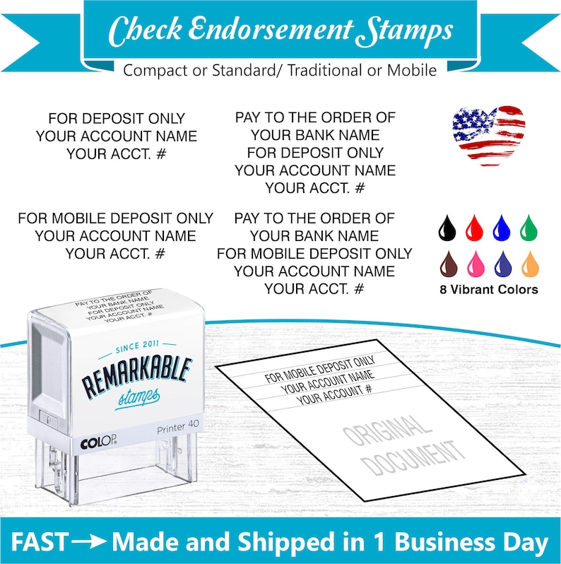 Custom Self-inking Endorsement Stamp: Mobile & Remote Deposit - Etsy