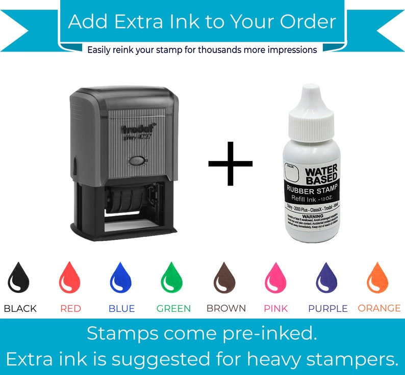 4750 Custom Date Stamp With Text and Changeable Date - Etsy