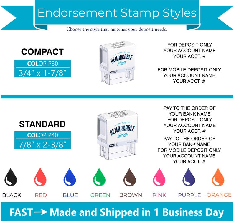 Custom Self-inking Endorsement Stamp: Mobile & Remote Deposit - Etsy