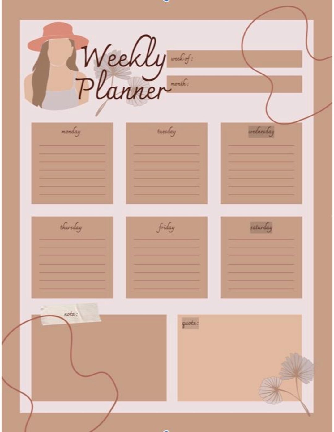 Boho Printable Weekly Planner Page - Etsy