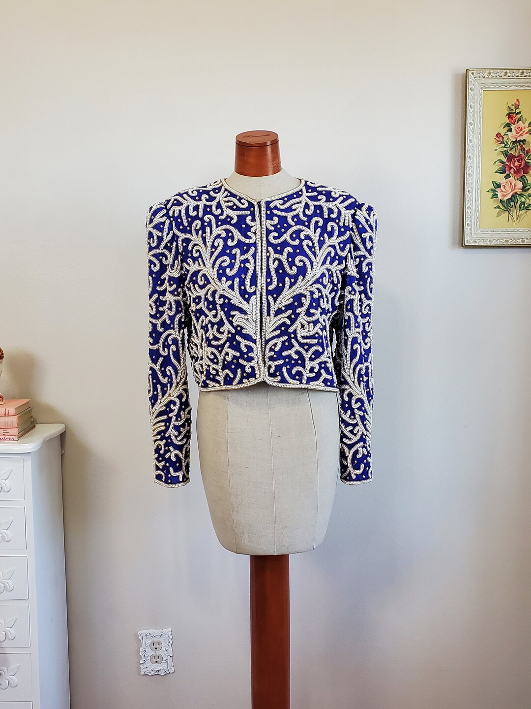 The Diva | Vintage 1980's Royal Blue Silk Jacket Fully Beaded Seed ...