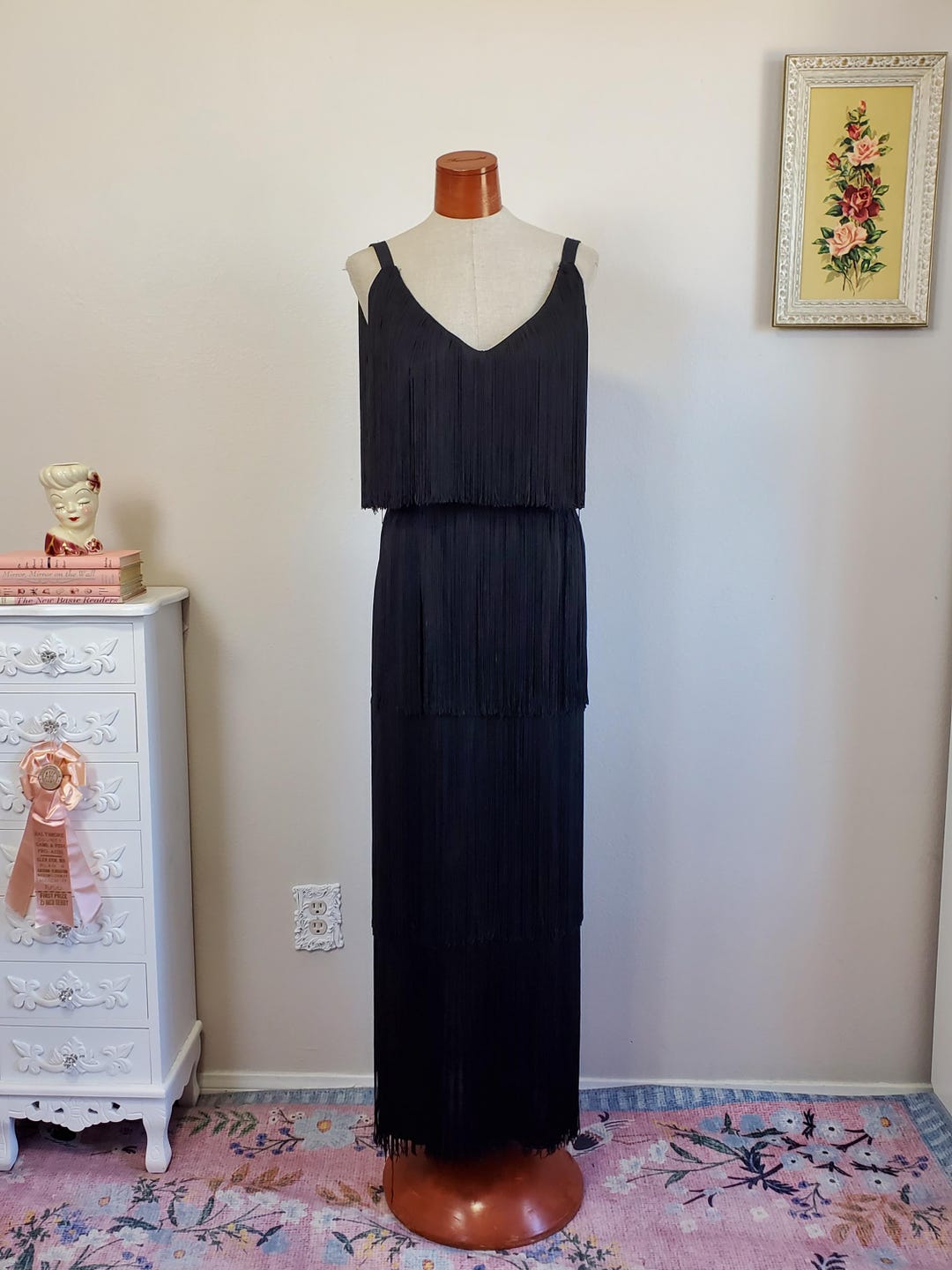 Shimmy and Shake | Vintage 1960's / 70's Black Long Fringe Dress ...