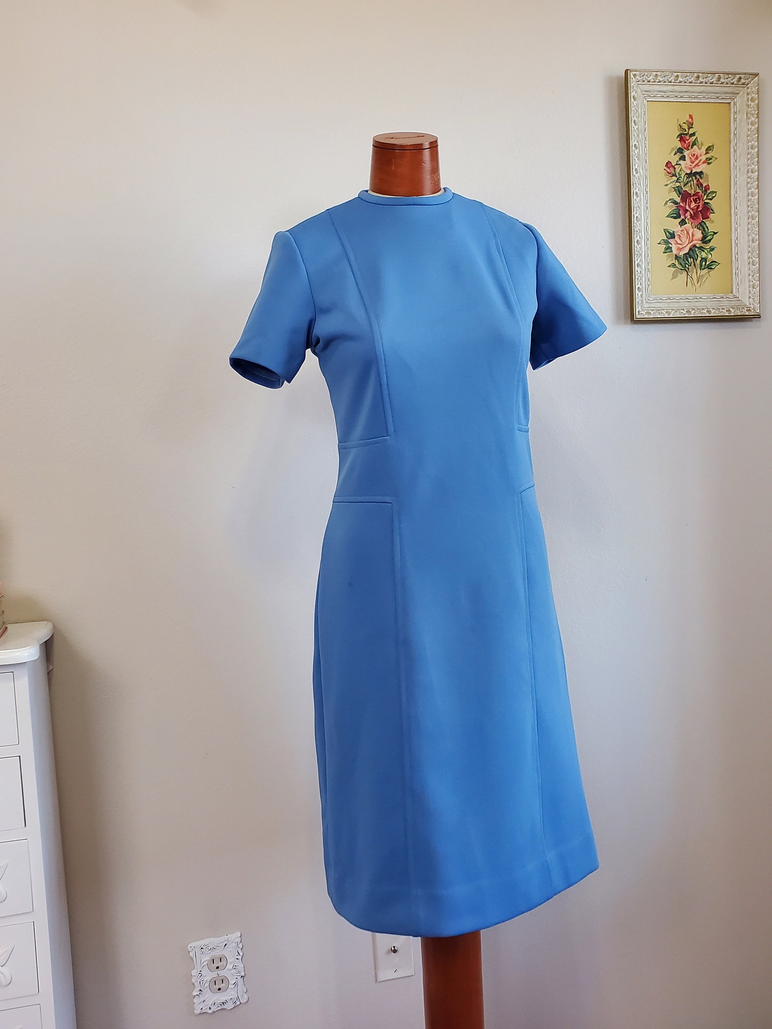 Mod Squad | Vintage 1960's Blue Mod Polyester Knit Dress Space Age 60's ...