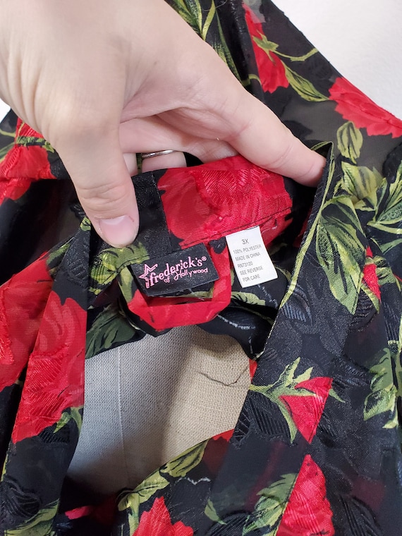Vintage 1990's / Y2K Long Stem Red Rose Print Shortie… - Gem