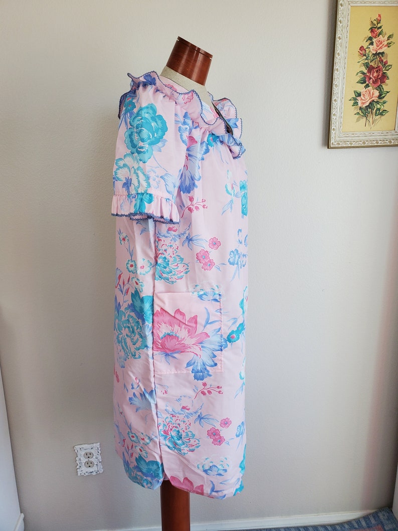Vintage 1970's / 80's Pink and Blue Pastel Floral - Etsy