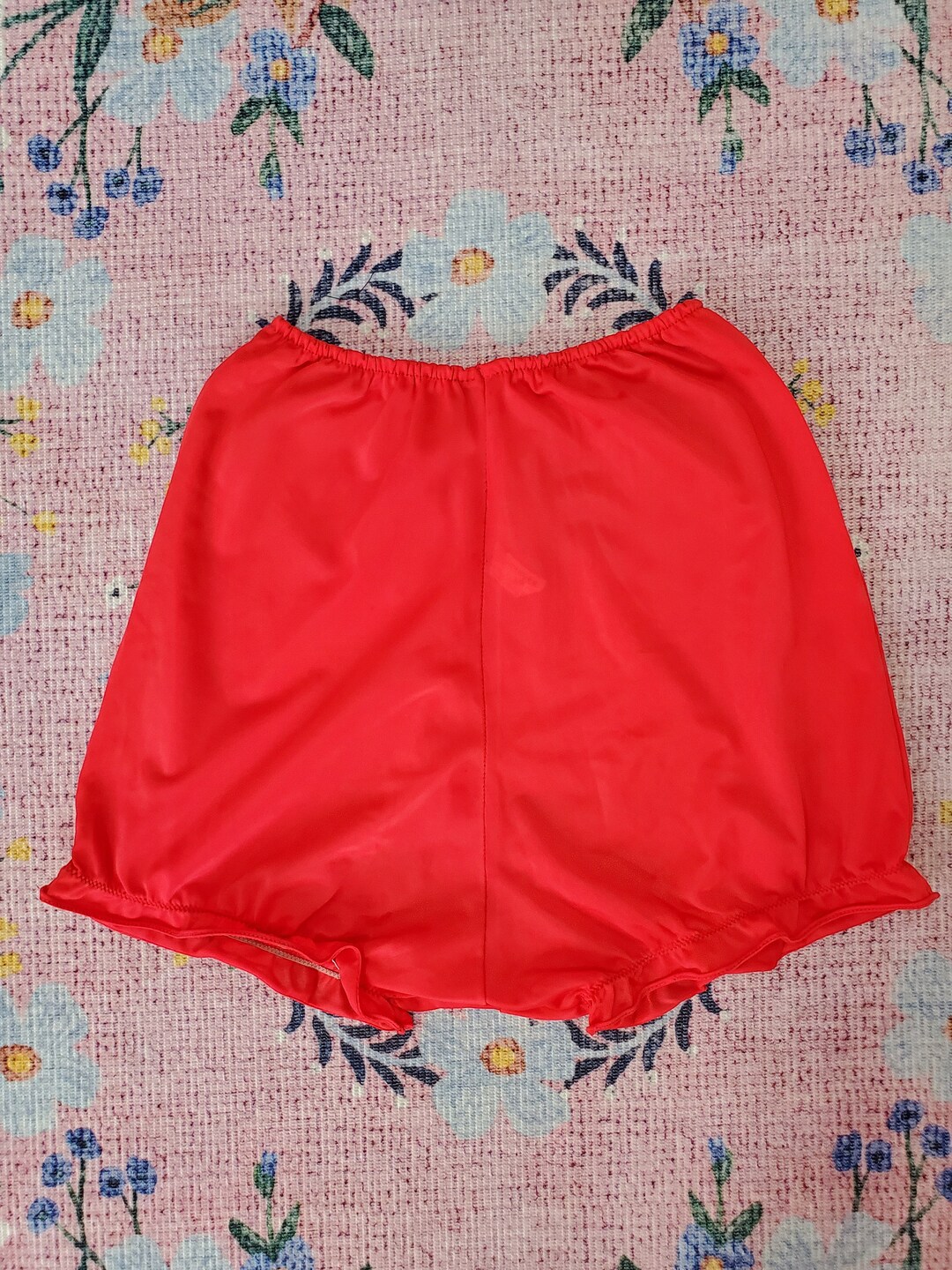 Vintage 1950's / 60's Red Nylon Bloomer Panties Ruffled Leg High Waist ...
