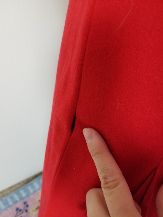 Vintage 1950's Red Wool Skirt With Inverted Pleats an… - Gem