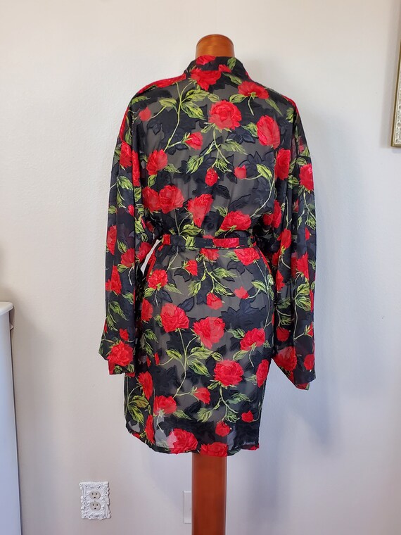 Vintage 1990's / Y2K Long Stem Red Rose Print Shortie… - Gem