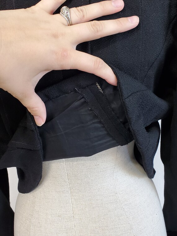 Antique Victorian Edwardian Black Wool Pin Tucked Jac… - Gem