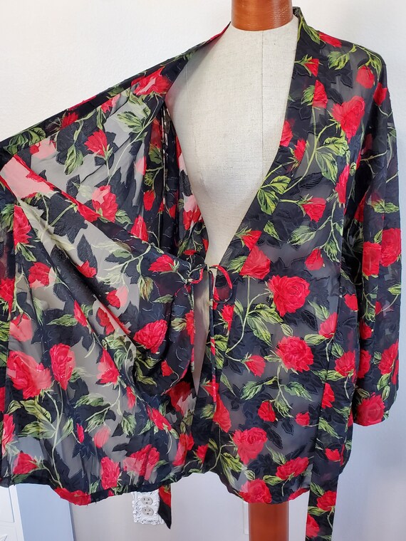 Vintage 1990's / Y2K Long Stem Red Rose Print Shortie… - Gem