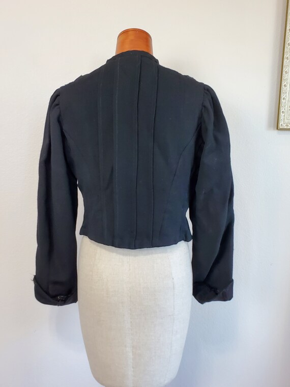 Antique Victorian Edwardian Black Wool Pin Tucked Jac… - Gem