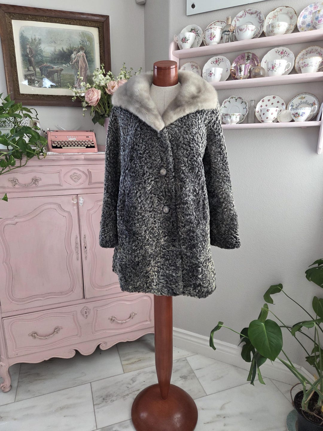 Flemington Furs | Vintage 1940's / 50's Grey Curly Lamb Jacket With Fur ...