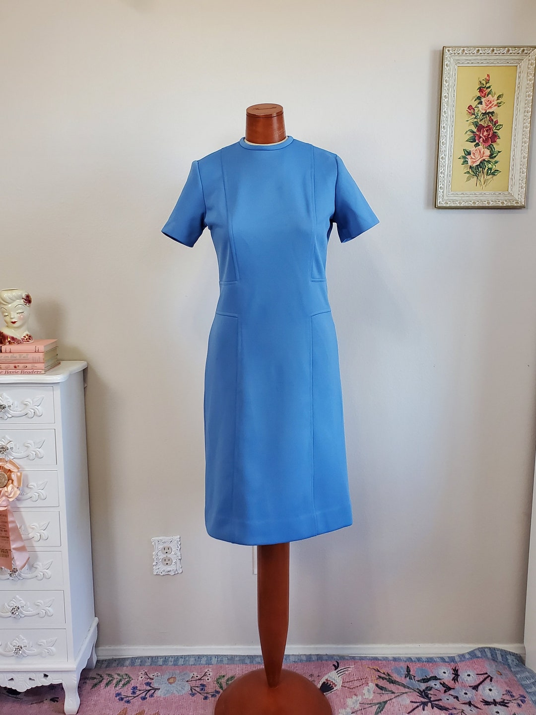Mod Squad | Vintage 1960's Blue Mod Polyester Knit Dress Space Age 60's ...