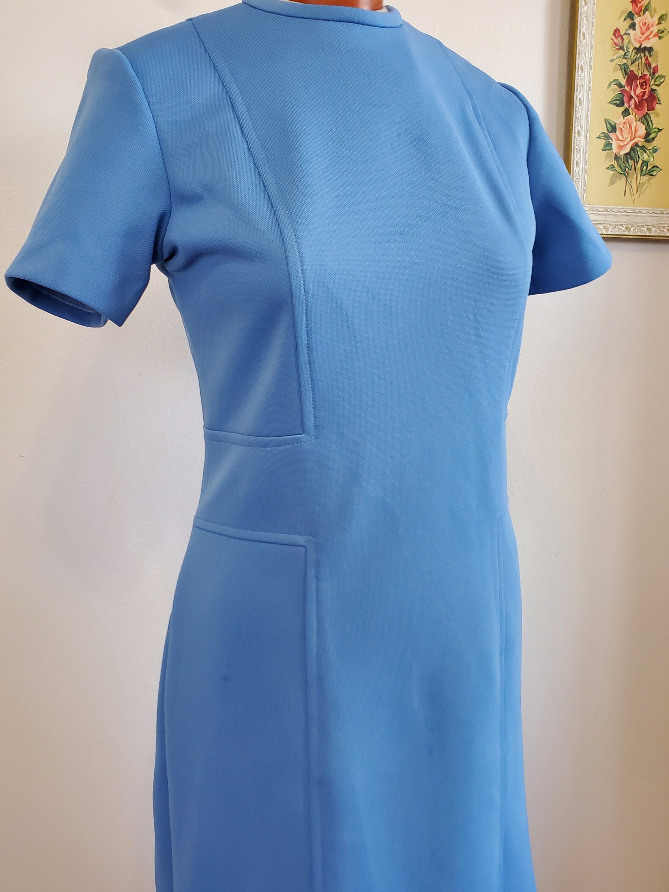 Mod Squad | Vintage 1960's Blue Mod Polyester Knit Dress Space Age 60's ...