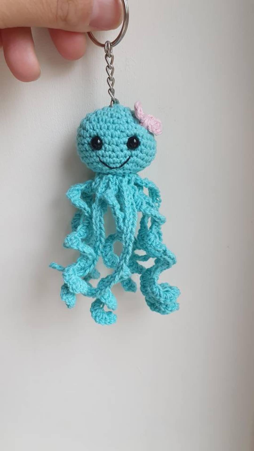 Turquoise Jellyfish Keyring / Jellyfish Keychain / Jellyfish Crochet ...