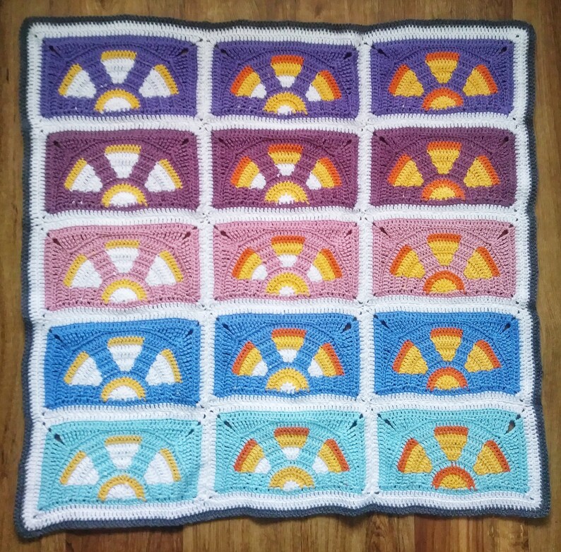 Setting Sun Crochet Blanket - Crochet Blanket Pattern - Crochet Blanket ...