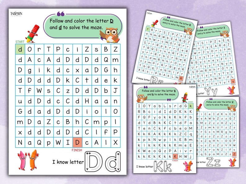 Alphabet Maze Printable PDF, A-Z Letter Coloring Activity for Preschool ...