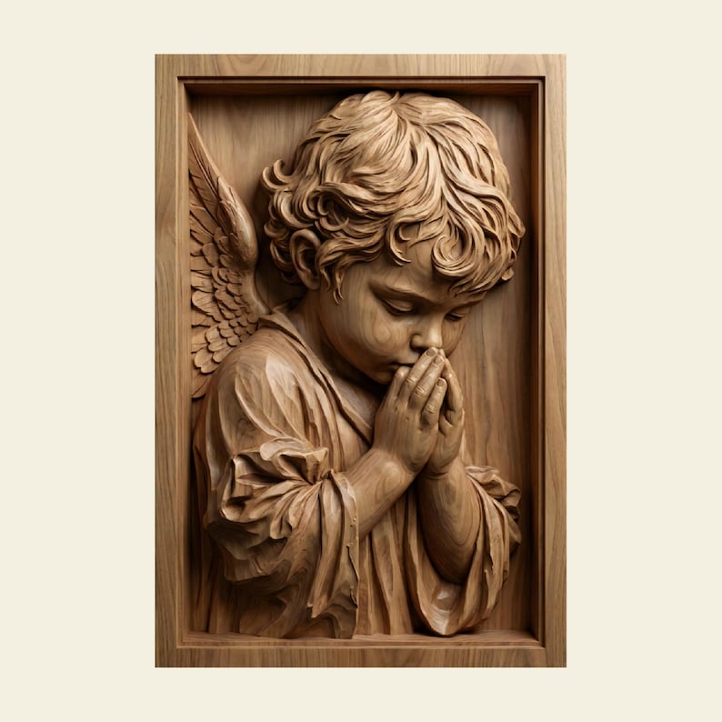 Angel 3D STL CNC Router File | Relief Wood Carving | Wall Art & Decor ...