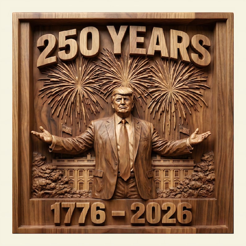 Donald Trump 250 Years 3D STL CNC File | Patriotic Relief Wood Carving ...