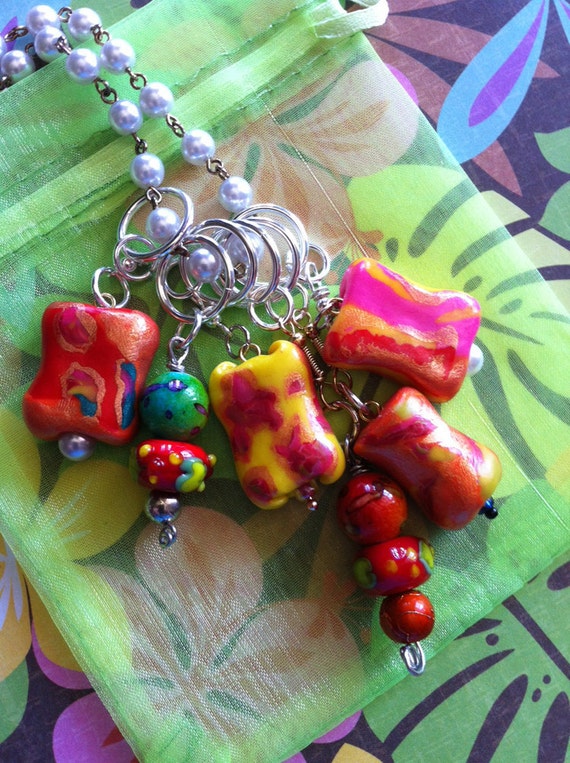 Items similar to Colorful Candy Bead Necklace - on Vintage Faux pearl ...