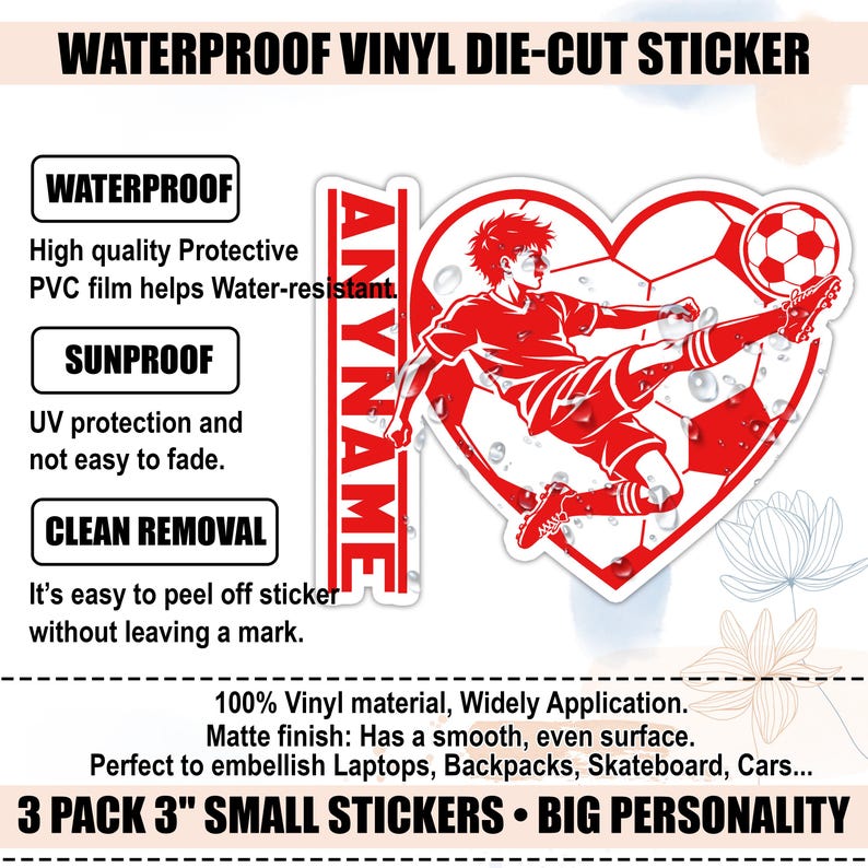 Custom Soccer Player Name Number Sticker, Personalized Team Sports Name ...